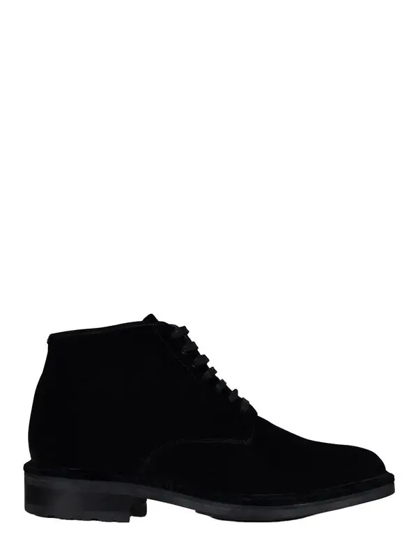 Saint Laurent Velvet Lace-up Ankle Boots - Black