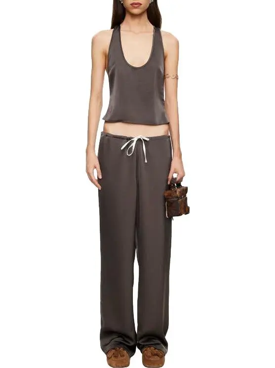Lioness Satin Drawstring Pants - Mocha