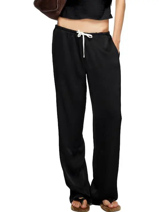 Lioness Satin Drawstring Pants - Obsidian