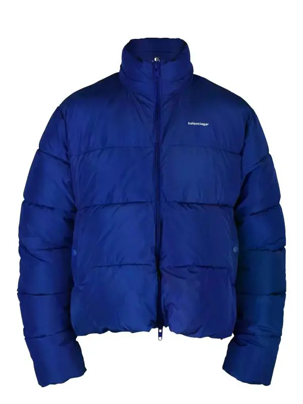 Balenciaga Quilted Logo Puffer Jacket - Blue
