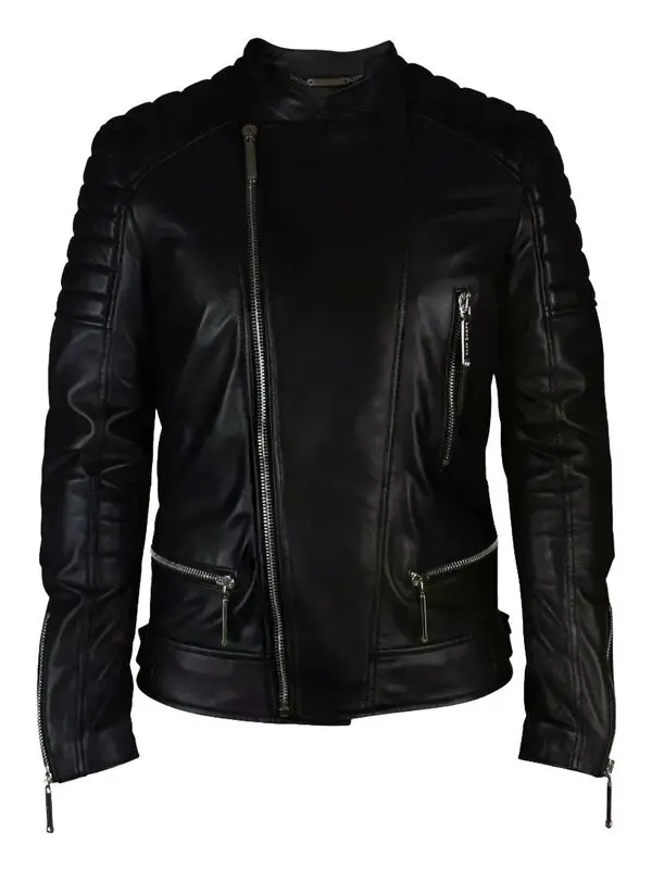 Philipp Plein Quilted Zip Biker Jacket - Black