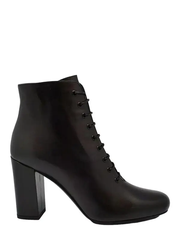 Saint Laurent Lace-up Ankle Boots With Square Toe - Black