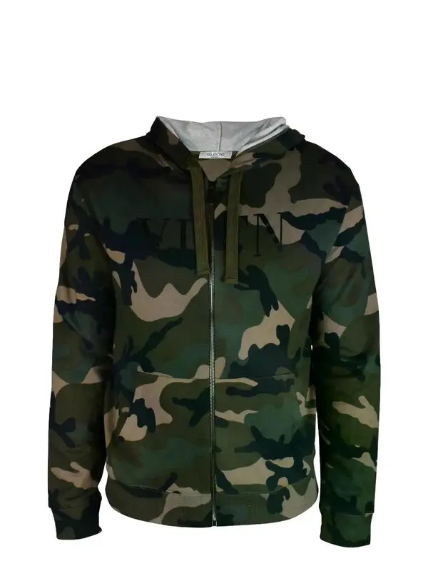 Valentino Garavani Camouflage Zip-up Hoodie - Green