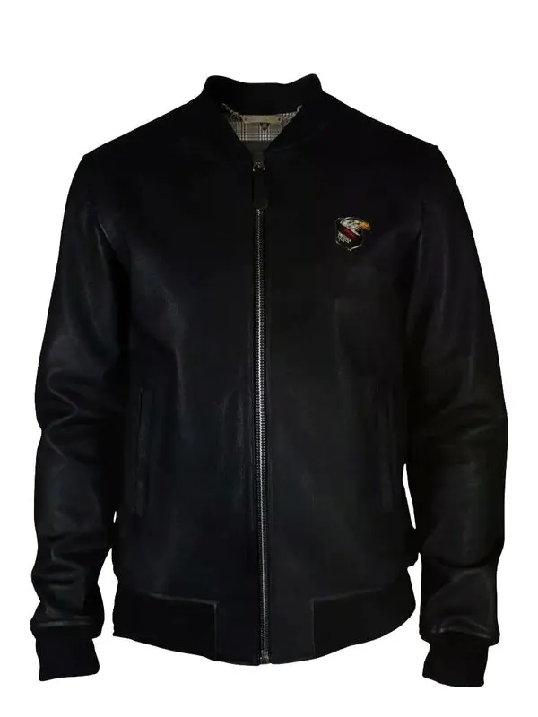 Philipp Plein Zip Bomber Jacket With Crest Detail - Black