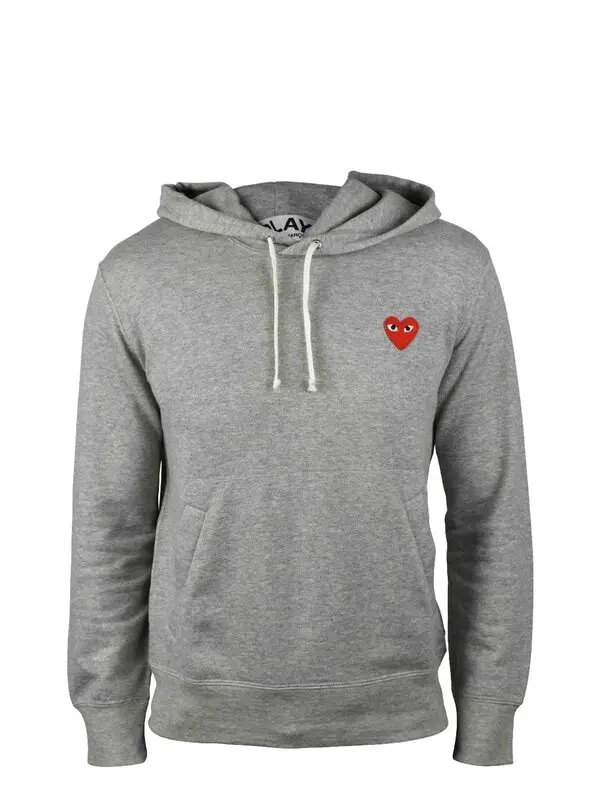Play Comme Des Garcon Embroidered Heart Hoodie - Grey