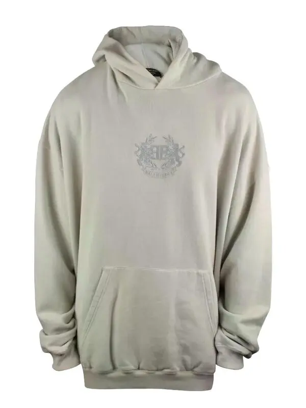 Balenciaga Embroidered Logo Hoodie - Neutrals