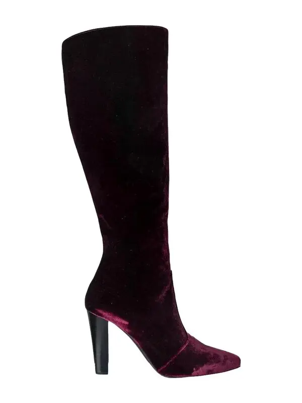 Saint Laurent Velvet Knee-high Boots - Red