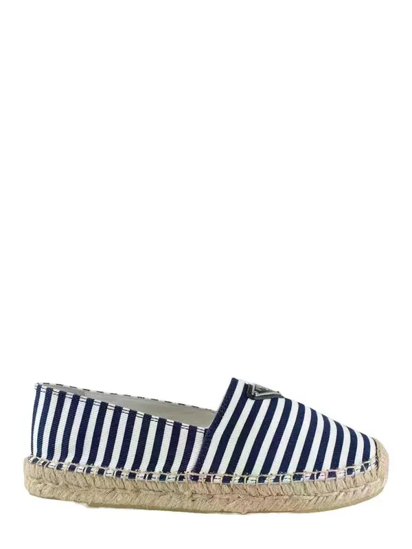 Prada Striped Logo Detail Espadrilles - Blue