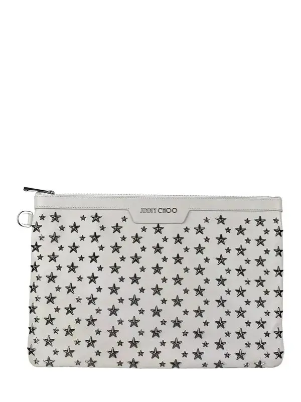 JIMMY CHOO Derek Star-embossed Clutch - White