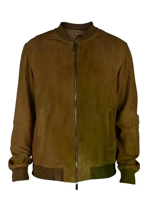 BILLIONAIRE Suede Bomber Jacket - Neutrals