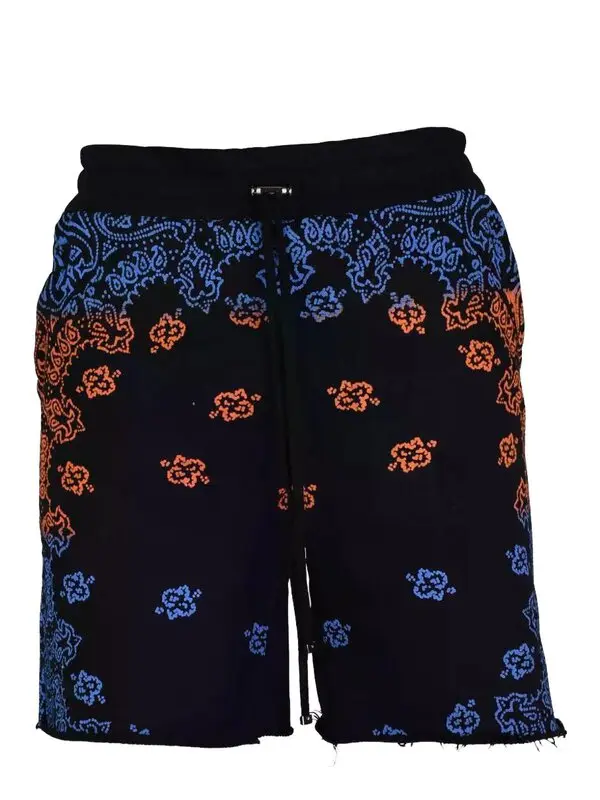 Amiri Bandana Print Logo Patch Shorts - Black