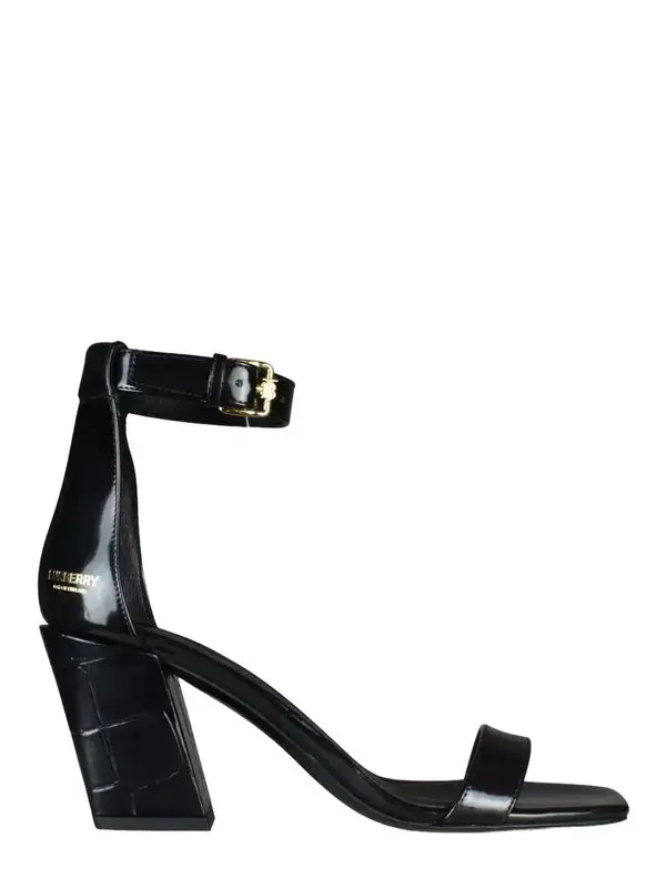 Burberry Crocodile-effect Buckled Sandals - Black