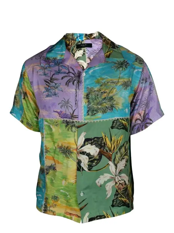 Amiri Patchwork Plant-motif Shirt - Green