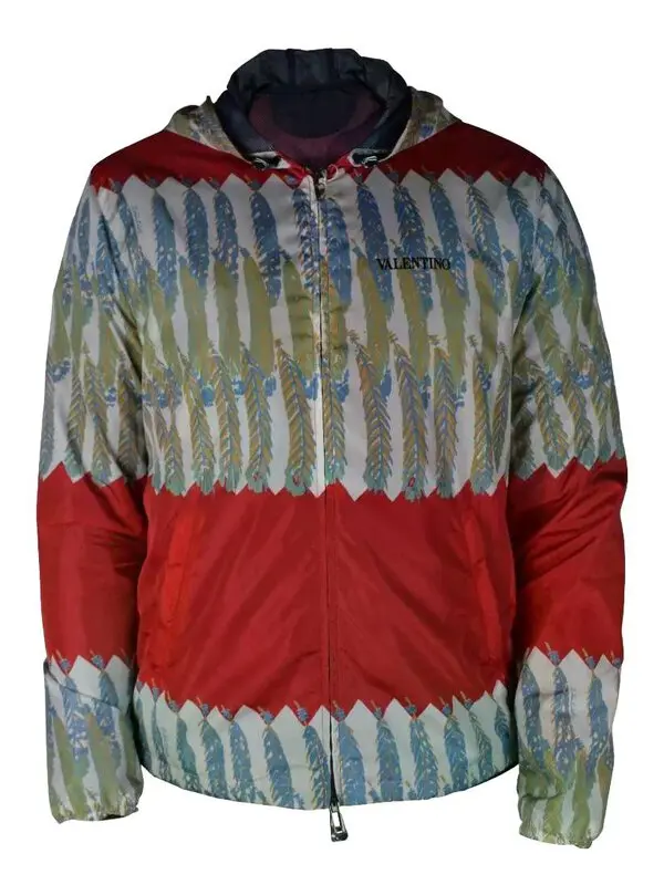Valentino Garavani Leaf Print Hooded Jacket - White