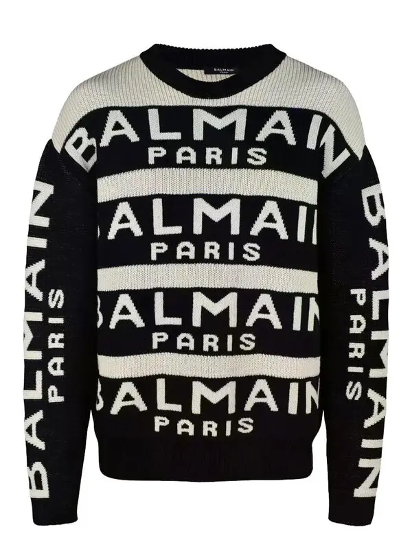 Balmain Paris Logo Embellishment Sweater - Black