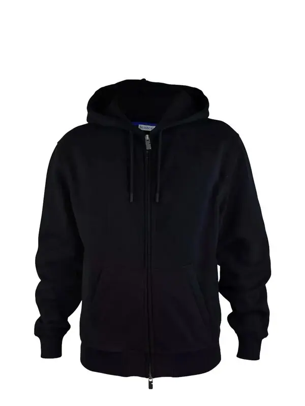 Burberry Embroidered Logo Zip-up Hoodie - Black