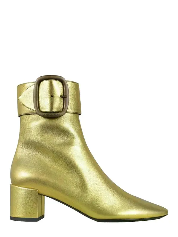 Saint Laurent Joplin Buckle-strap Leather Boots - Gold
