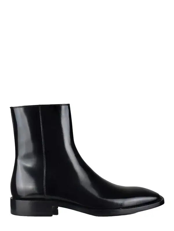 Balenciaga Square-toe Leather Zip Boots - Black