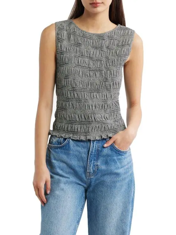 Madewell Smocked Bateau Neck Tank - Jet Black