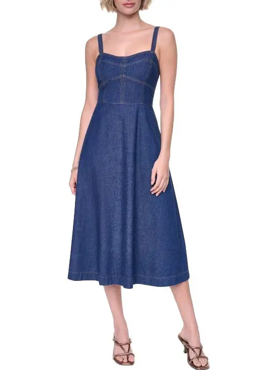 Dkny Crosby Contrast Stitch Denim Midi Dress - Crosby Wash