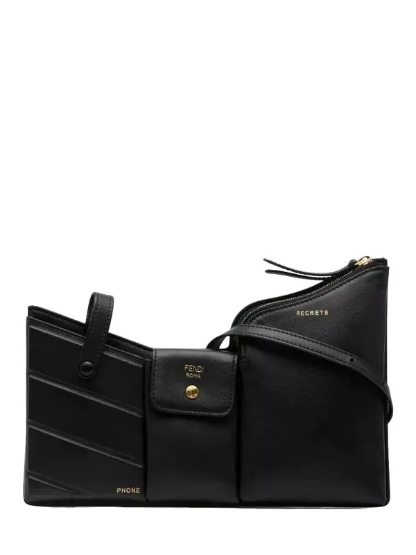 Fendi Mini Leather 3 Pocket Crossbody Bag - Black