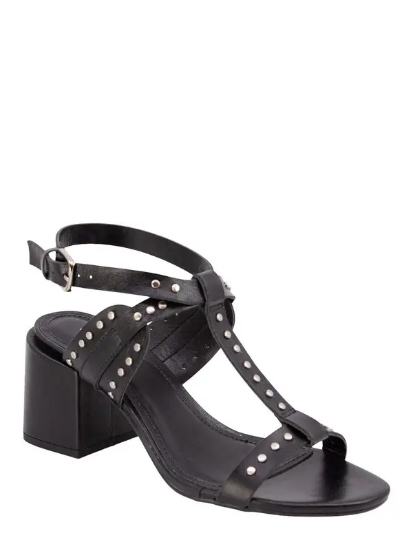 CHOCOLAT BLU Edella Studded Ankle Strap Sandal - Black Leather