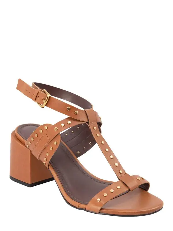 CHOCOLAT BLU Edella Studded Ankle Strap Sandal - Whiskey Leather