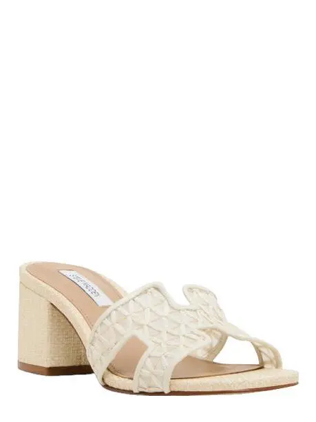 Steve Madden Hydie Block Heel Sandal - Bone Raffia