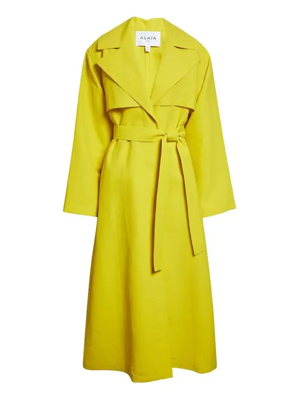 Alaïa Paper-blend Poplin Trench Coat - Lime