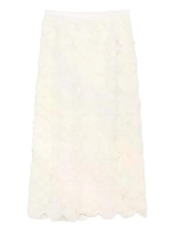 Shiatzy Chen Fête Of Petal 3d Floral Pencil Skirt - Neutrals