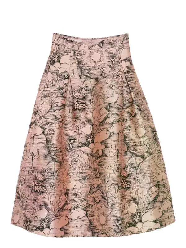 Shiatzy Chen Jacquard Midi Skirt - Pink