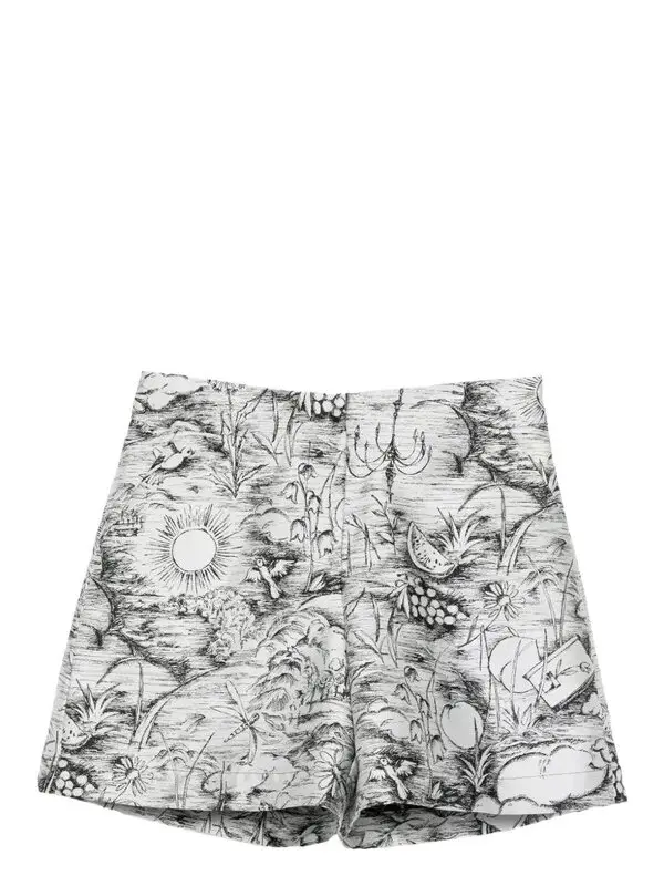 Shiatzy Chen Fête Of Petal Jacquarded Shorts - Grey