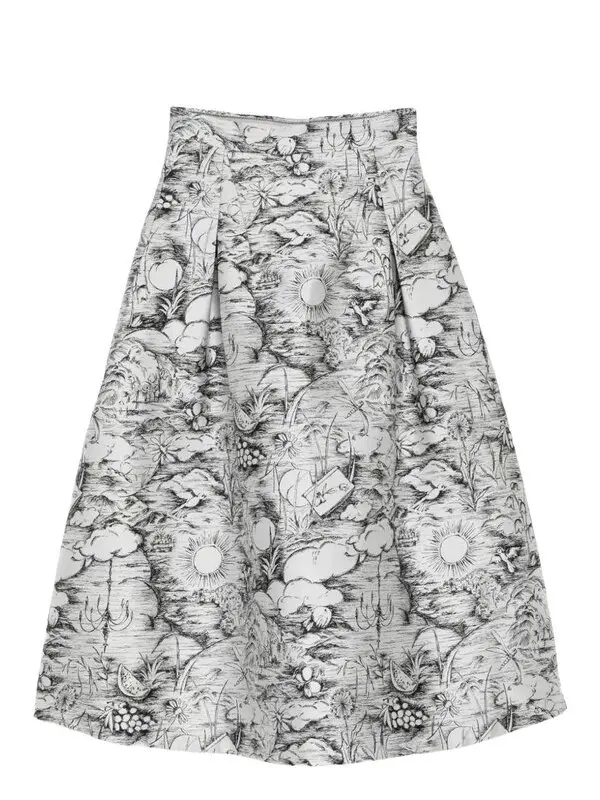 Shiatzy Chen Jacquard Midi Skirt - Grey