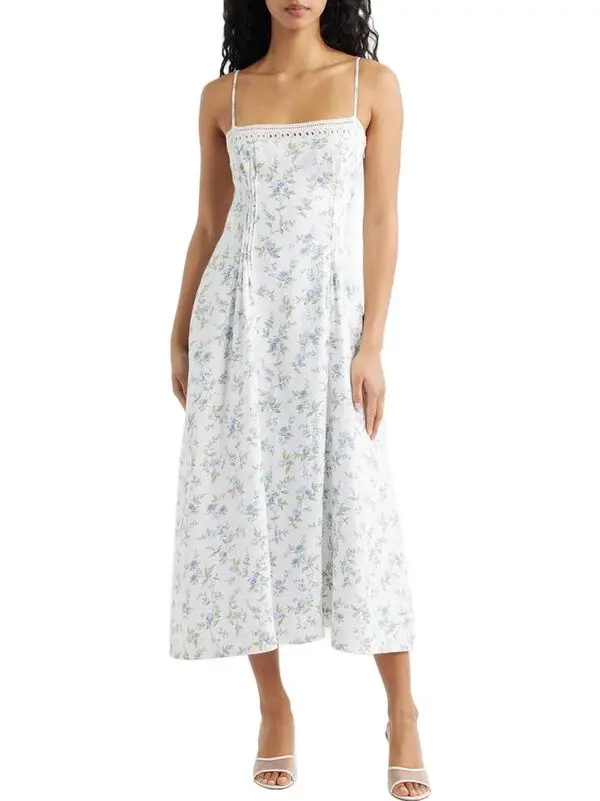 REFORMATION Pomona Sleeveless Linen Midi Dress - Nostalgia