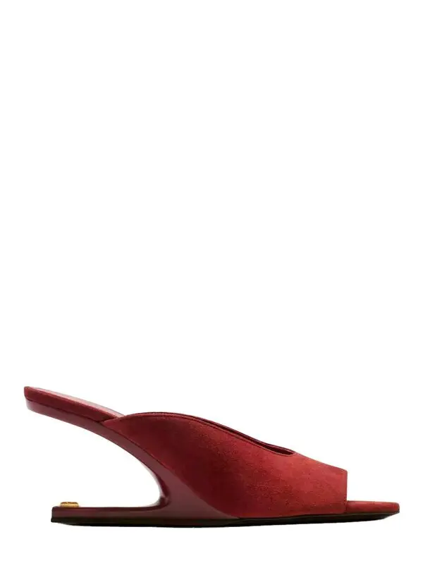 Balmain Suede Mule Sandals - Red