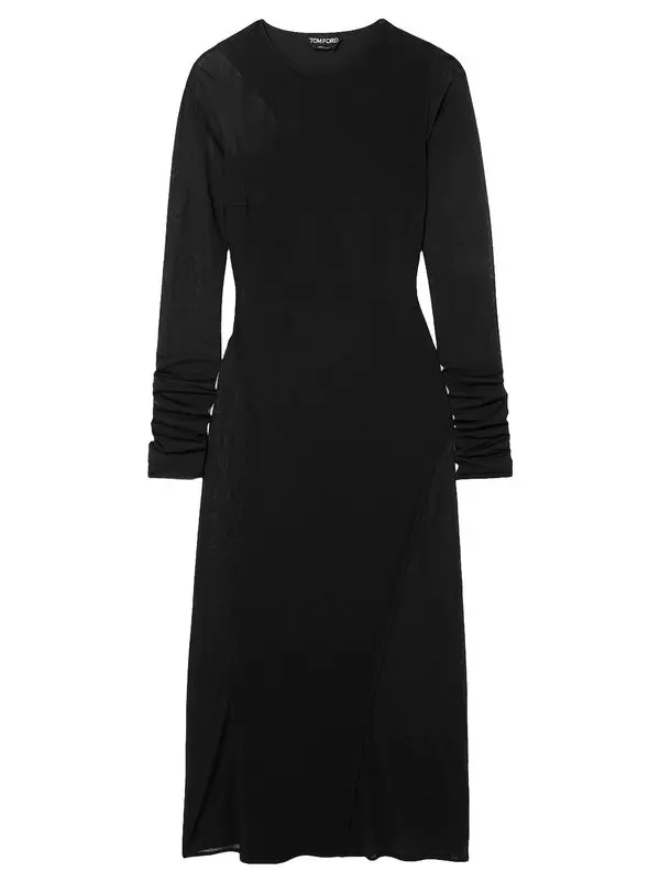 TOM FORD Mesh-paneled Jersey-crepe Dress - Black