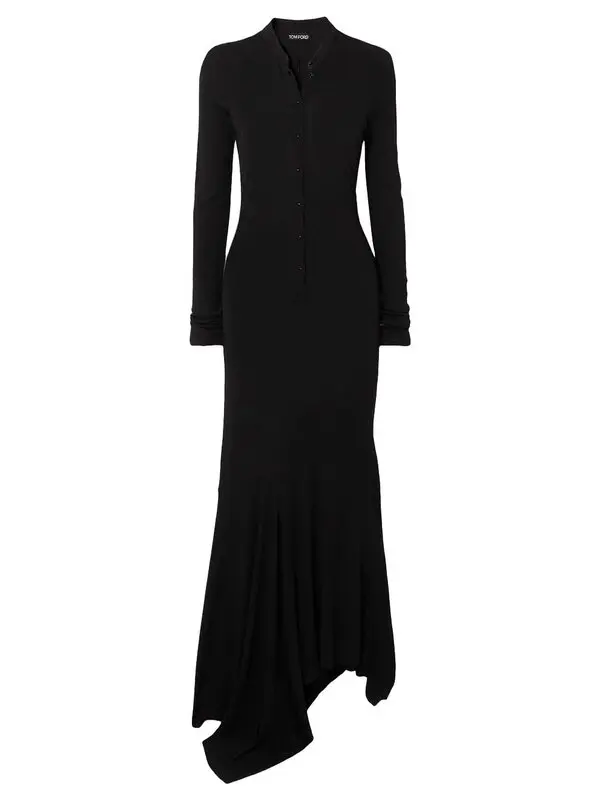 TOM FORD Asymmetric Jersey Maxi Dress - Black
