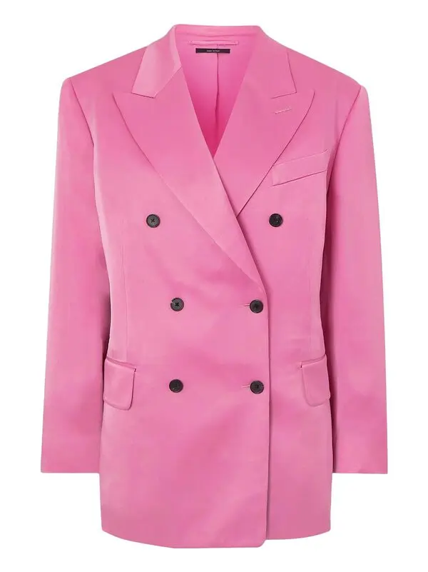 TOM FORD Double-breasted Satin Blazer - Pink