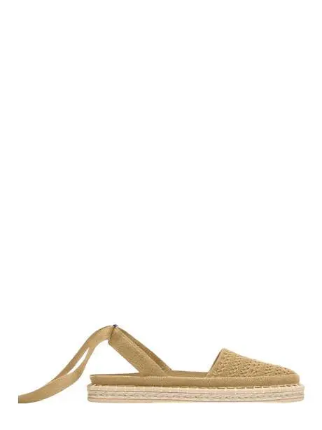 Rothy's D'orsay Ankle Tie Espadrille Flat - Camel Crochet