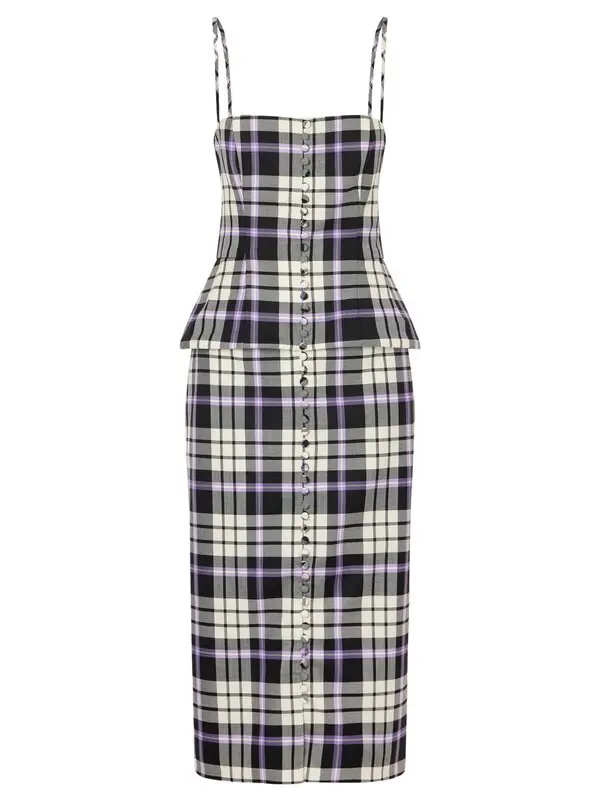 Carolina Herrera Checked Wool-blend Midi Dress - Multi