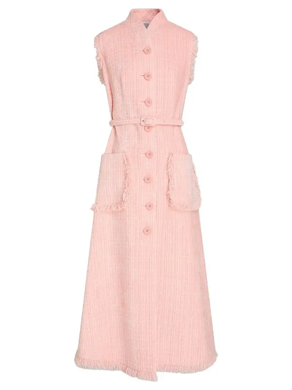 Huishan Zhang Belted Chenille Midi Dress - Baby Pink