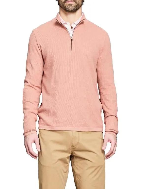 Billy Reid Cotton Blend Quarter Zip Sweater - Salmon