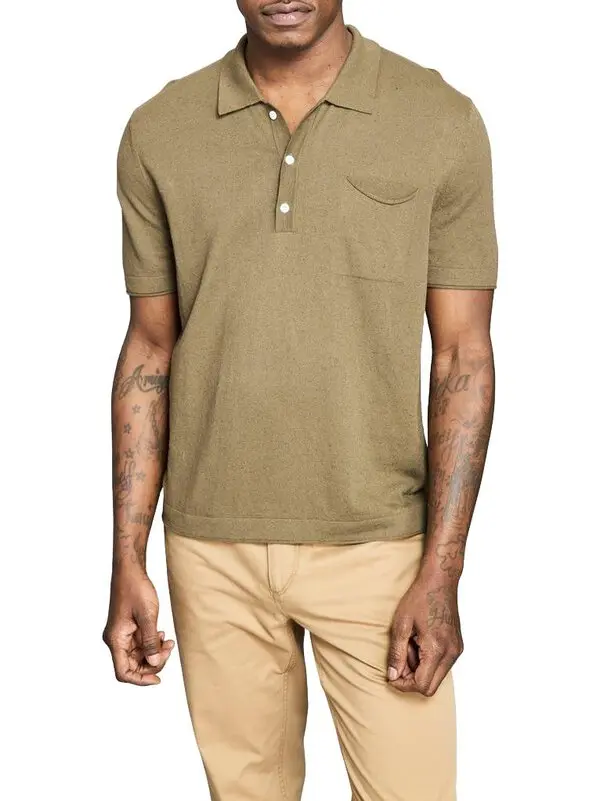 Billy Reid Cotton & Linen Blend Polo - Olive