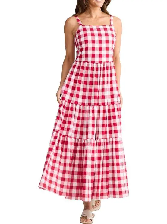 BRAVE+TRUE Kaylee Check Print Midi Dress - Red Gingham