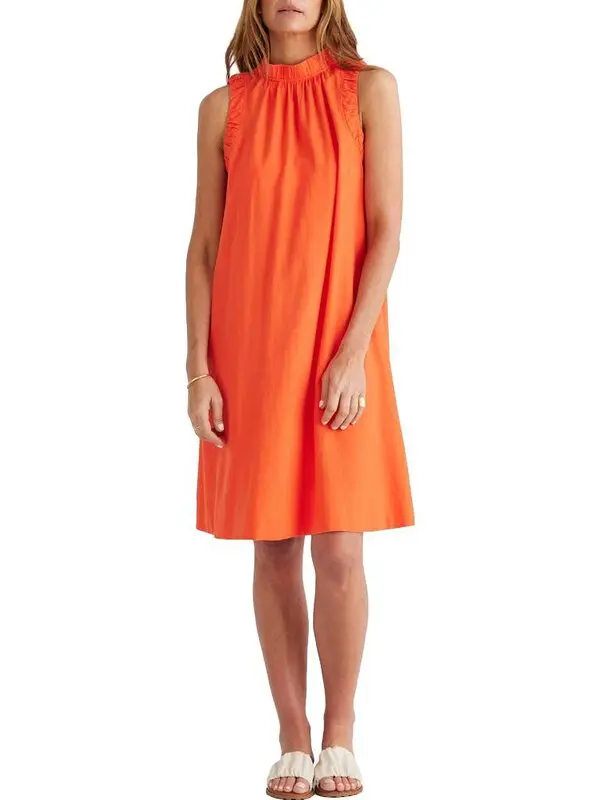BRAVE+TRUE Linen-blend Sleeveless Dress - Mandarin