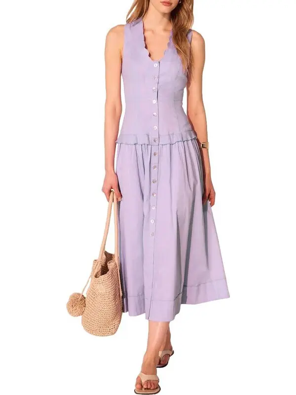 Mint Velvet Ramie Drop Waist Maxi Dress - Lilac