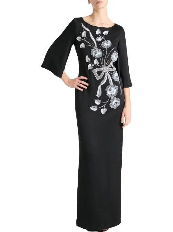 TEMPERLEY LONDON Lana Sleeved Gown - Black