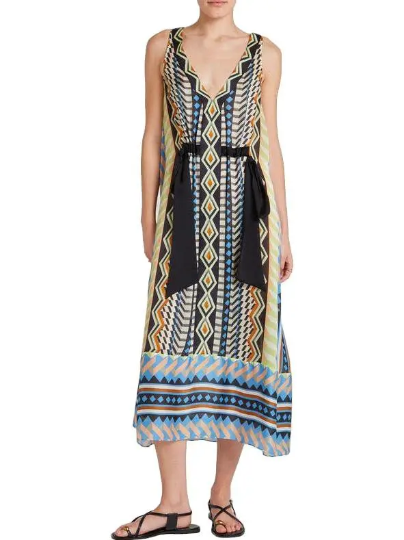 TEMPERLEY LONDON Meryl V-neck Midi Dress - Provence Blue Mix
