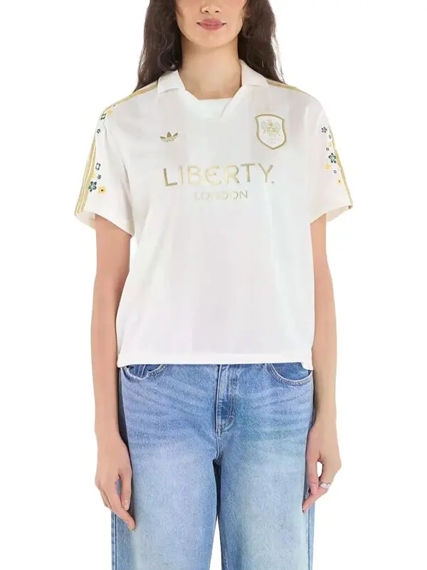 Adidas Floral-print Striped T-shirt - Neutrals
