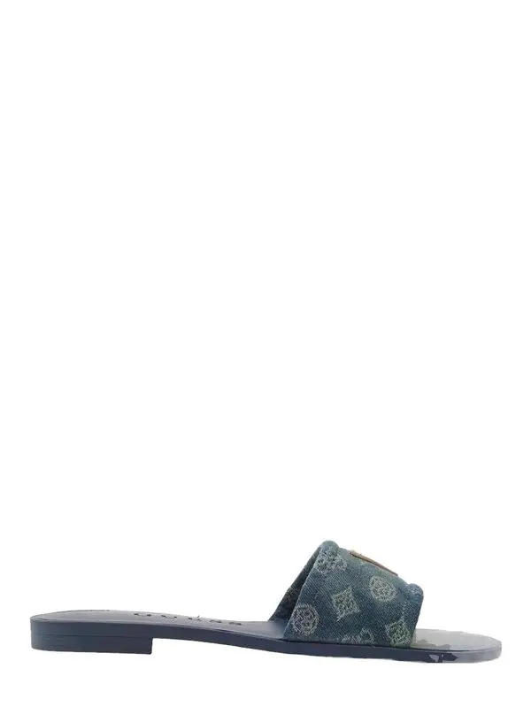 Guess Elysone Monogram-print Logo-patch Sandals - Blue